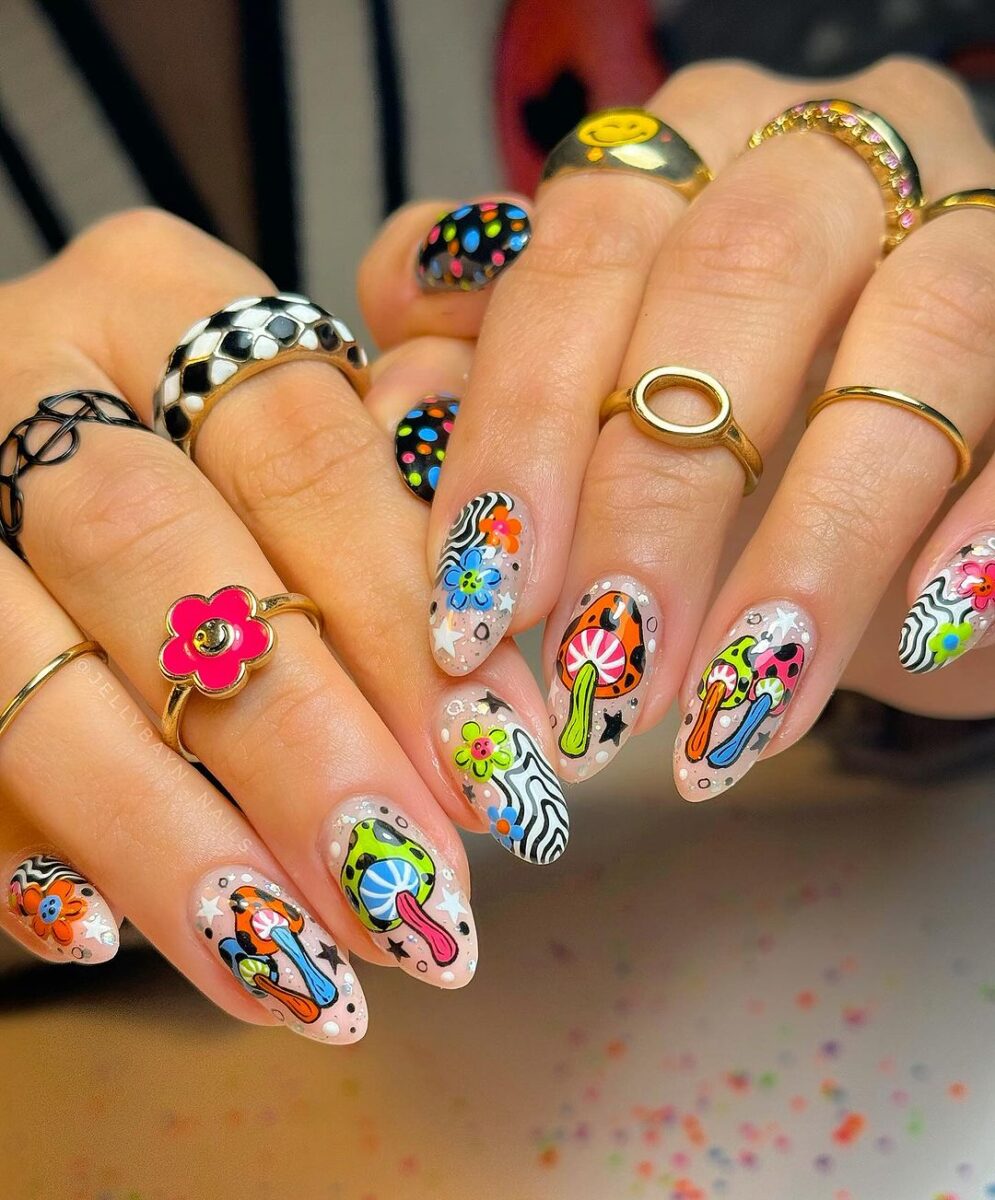 The Coolest Base For Most Unique Funky Nails Inspo