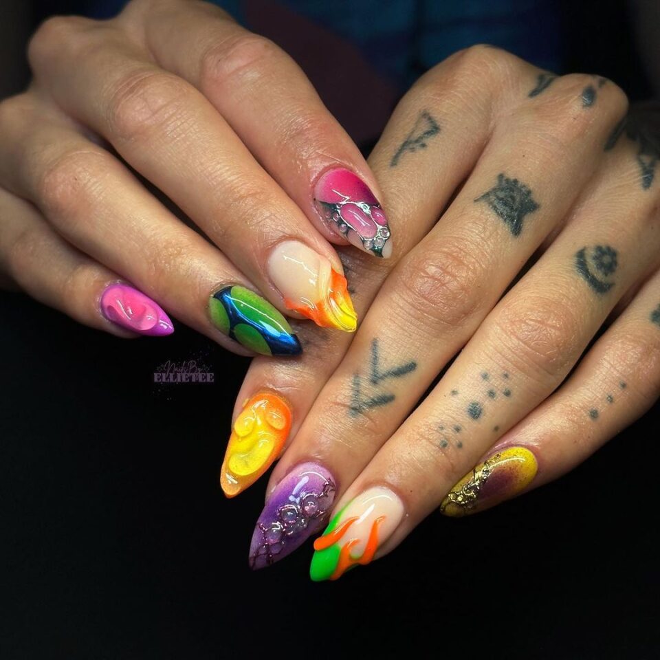 The Coolest Base For Most Unique Funky Nails Inspo