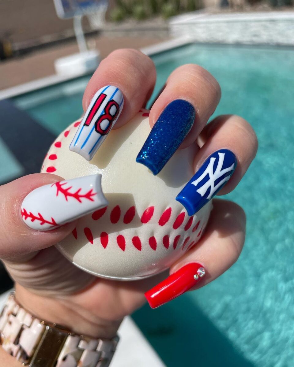 Hit A Home Run With These 25 Baseball Nail Art Ideas