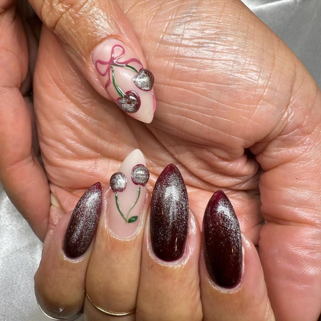 Fabulous 22 Black Cherry Nails Designs That Will Cause Serious Nail Envy