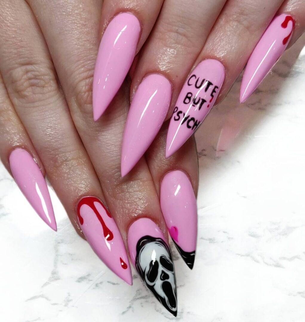 21 Pink-tacularly Fabulous Pink Halloween Nails That Are Trendy This Season