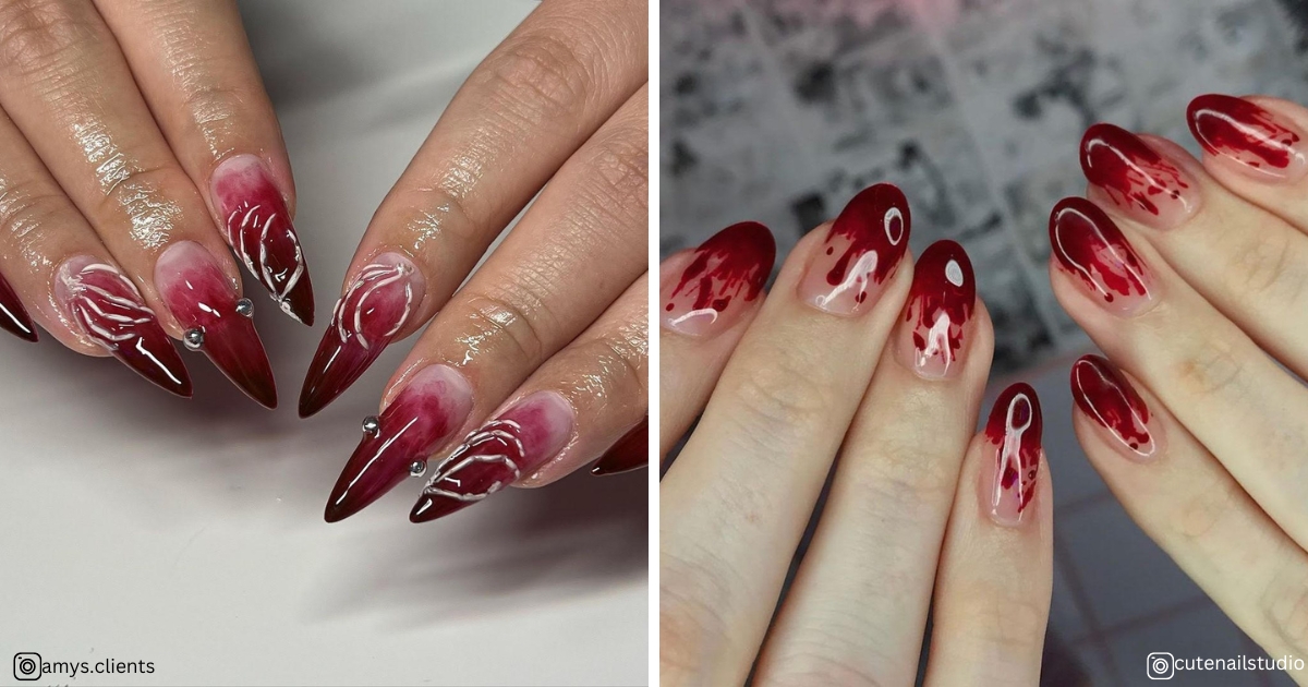 Ponte rojo para Halloween con estas 21 uñas sangrientas