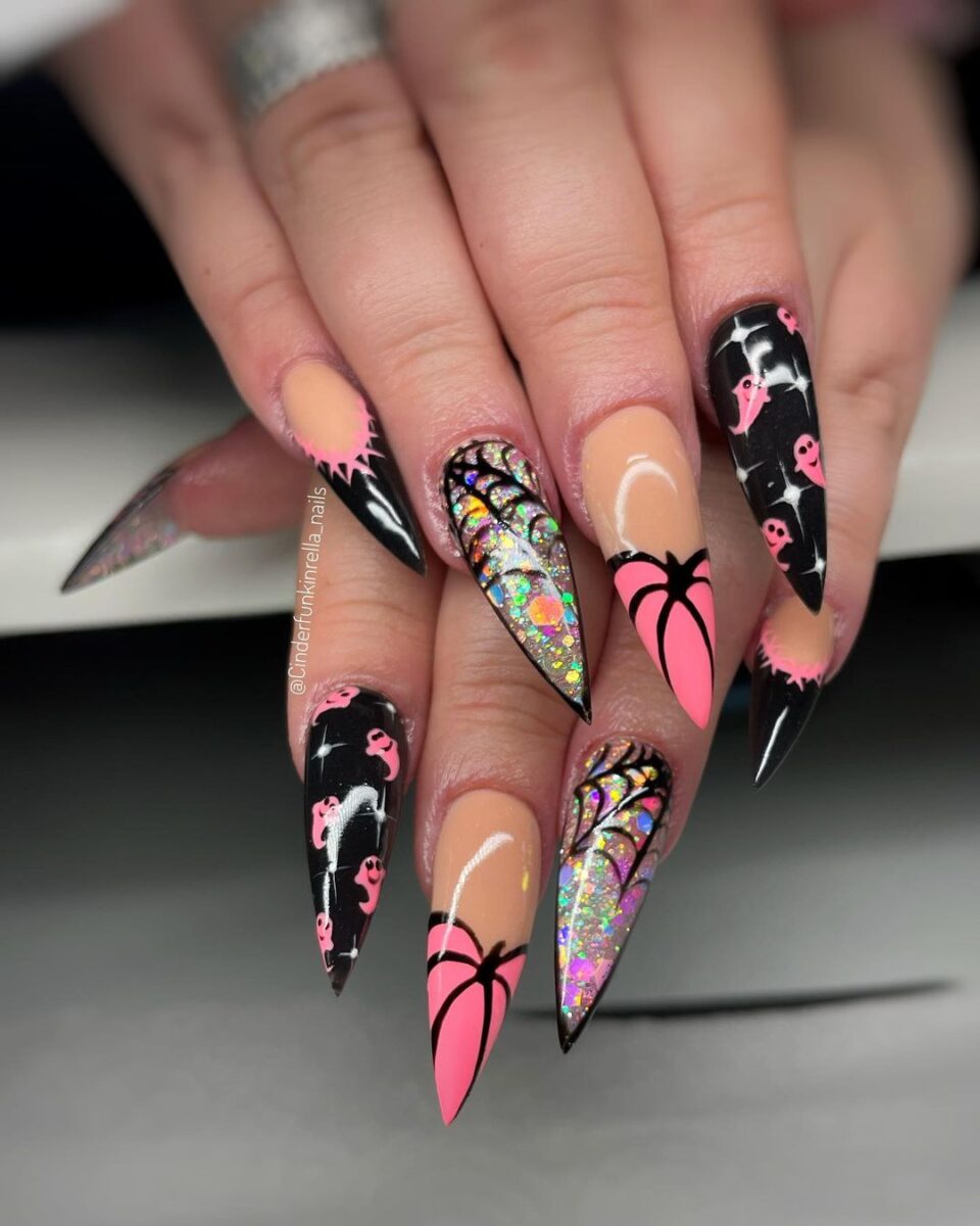 21 Pink-tacularly Fabulous Pink Halloween Nails That Are Trendy This Season
