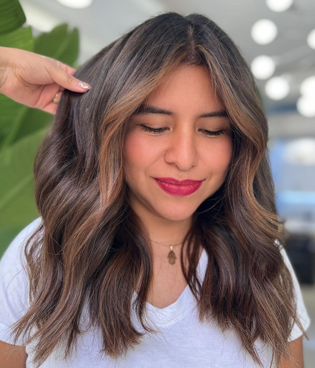 Update Your Dark Hair With Light Front Face Framing Highlights