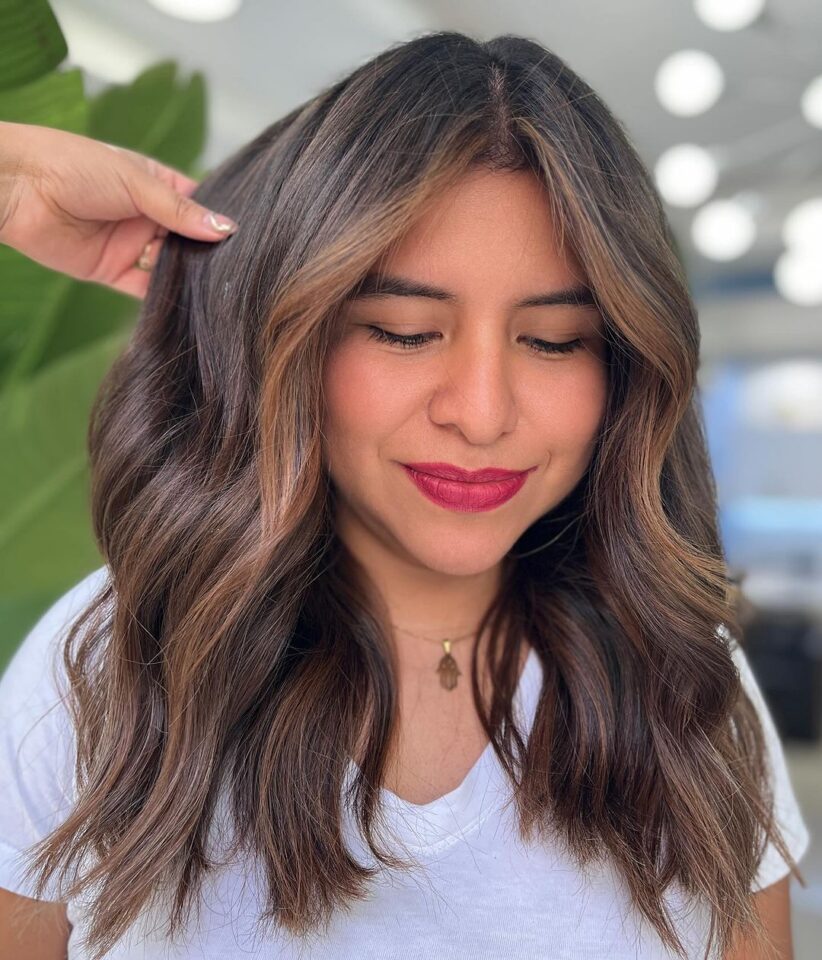 Update Your Dark Hair With Light Front Face Framing Highlights