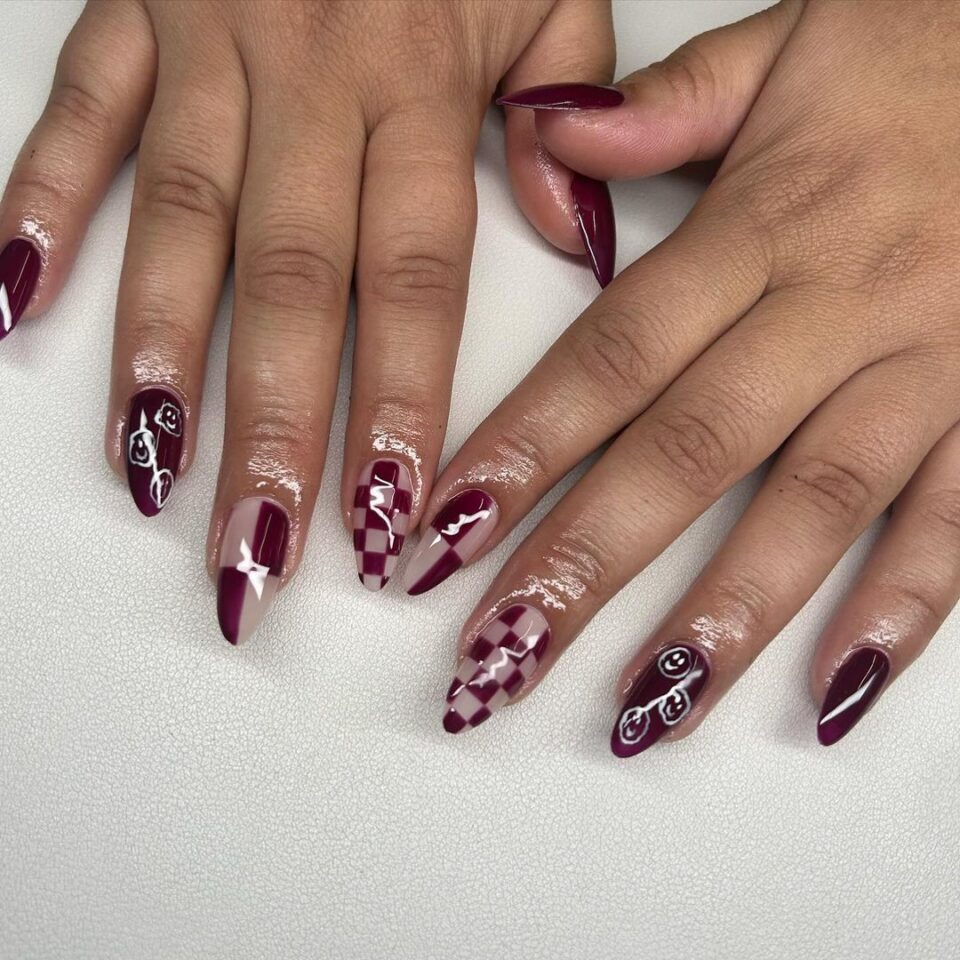 Harvest The Fall Vibes With These Glossy Cherry Mocha Nails