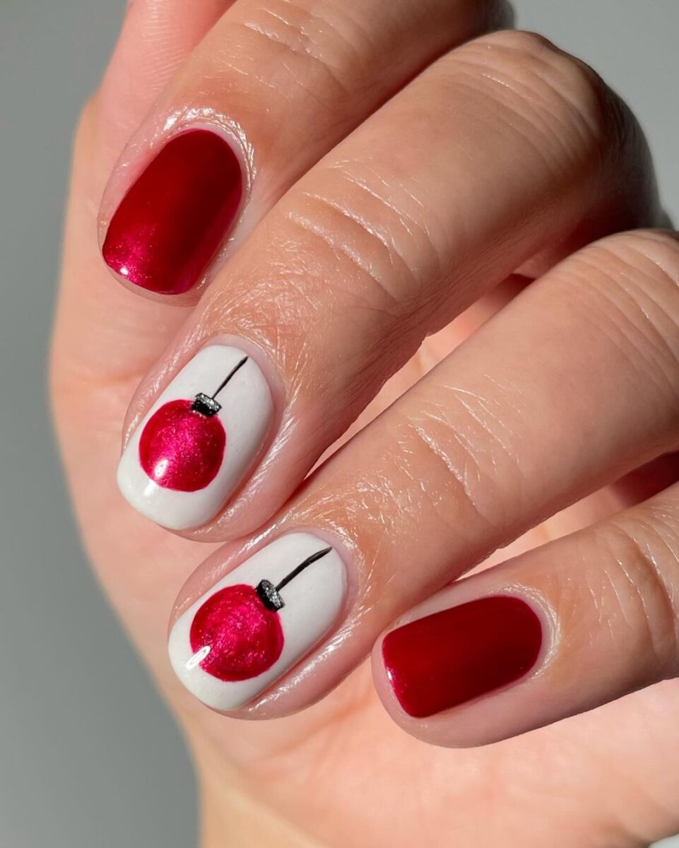 Dashing Through Red And White Christmas Nails To Sleigh The Season