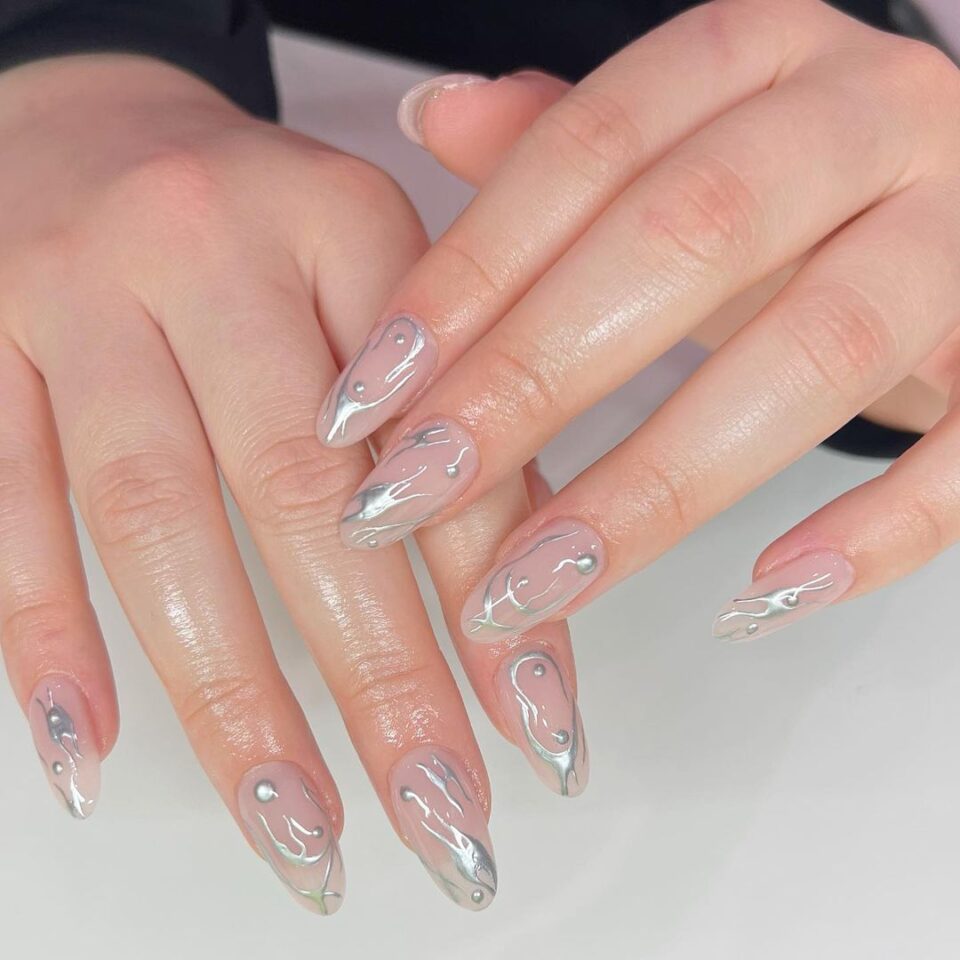 Silver Nails Gleam And Beam With Silverlusionally Stunning Sheen
