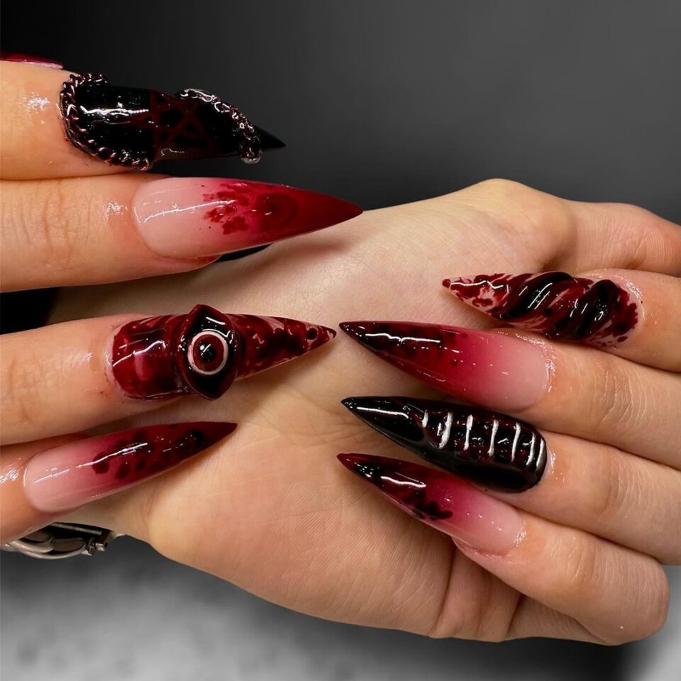 Express Your Style With These Maroon Chrome Nails That Scream Elegance