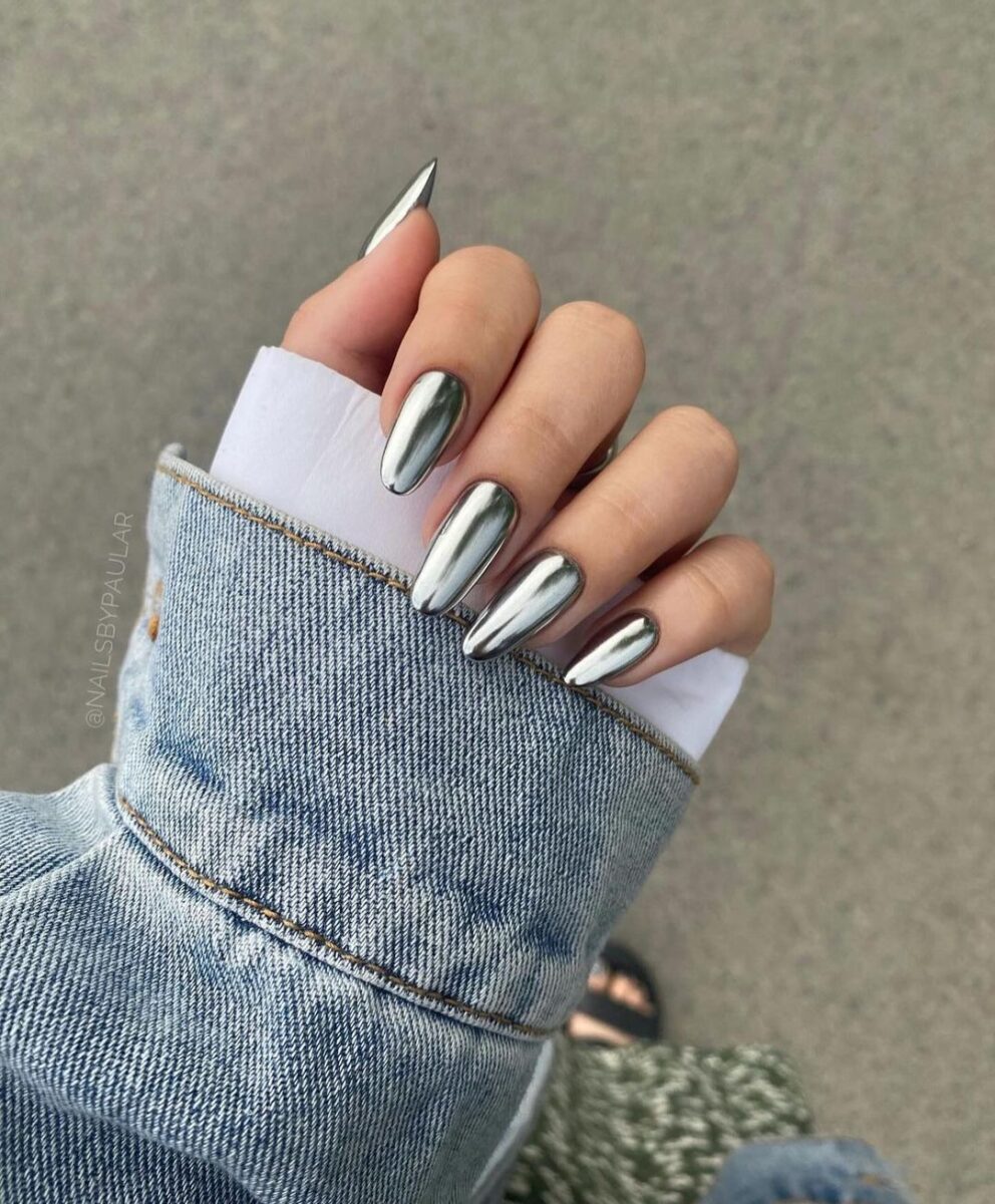 Silver Nails Gleam And Beam With Silverlusionally Stunning Sheen