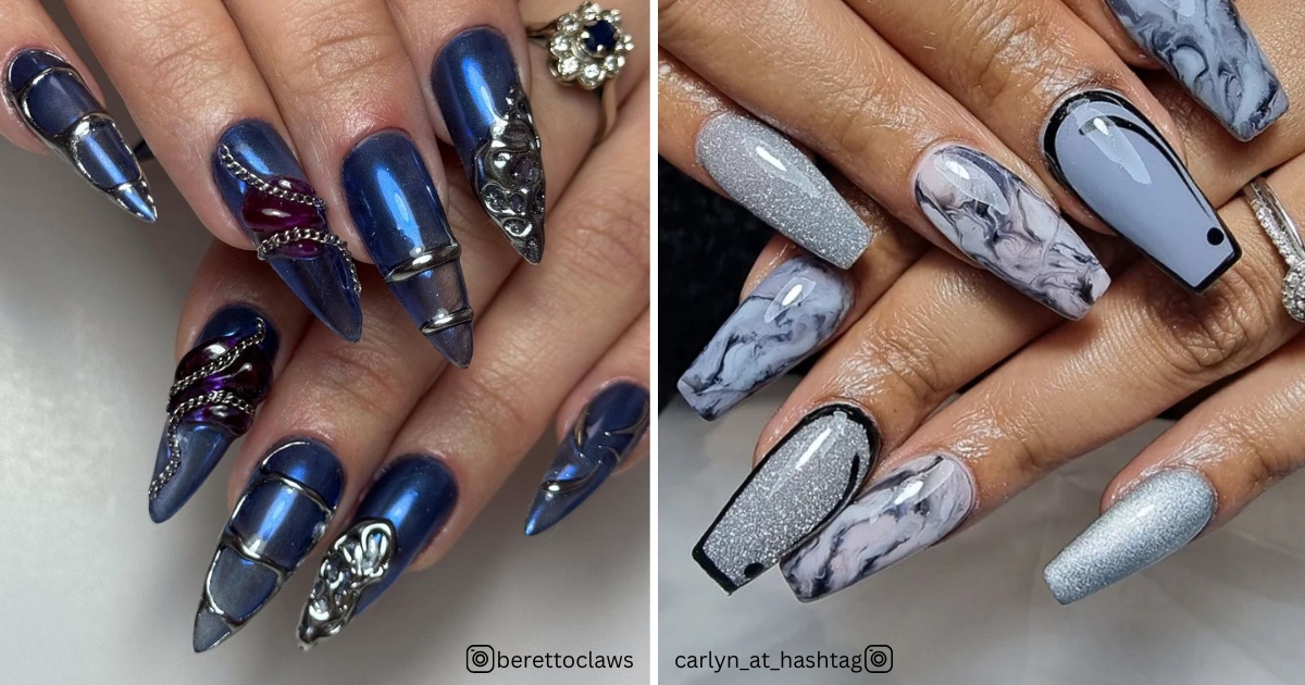 Silver Nails Gleam And Beam With Silverlusionally Stunning Sheen