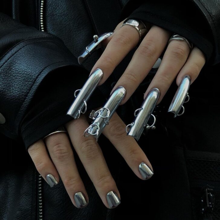 Silver Nails Gleam And Beam With Silverlusionally Stunning Sheen