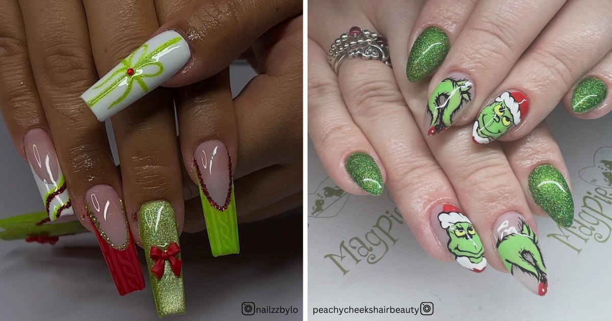 Las uñas Kelly Green Grinch devuelven el brillo a lo Grinch