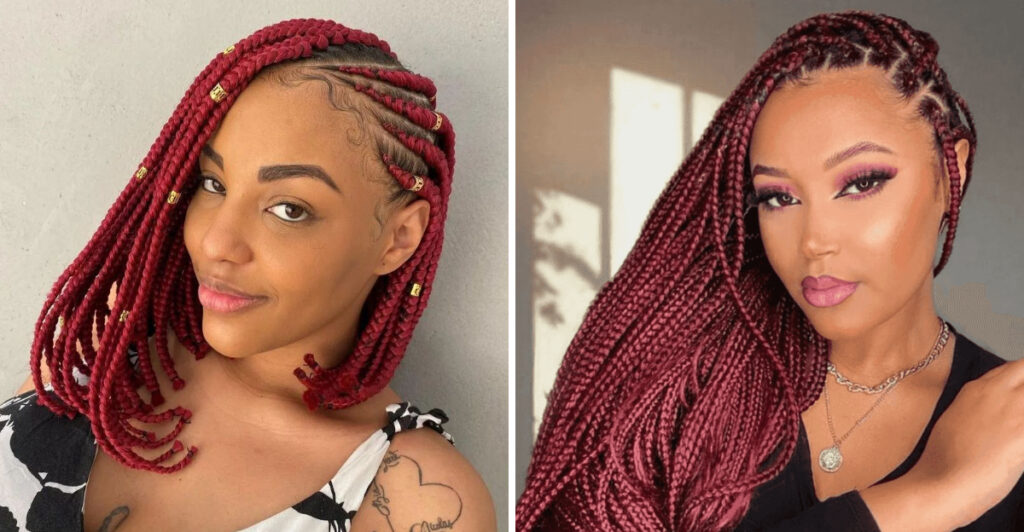 32 Sassy And Fierce Red Box Braids That Will Give You Main Character Energy