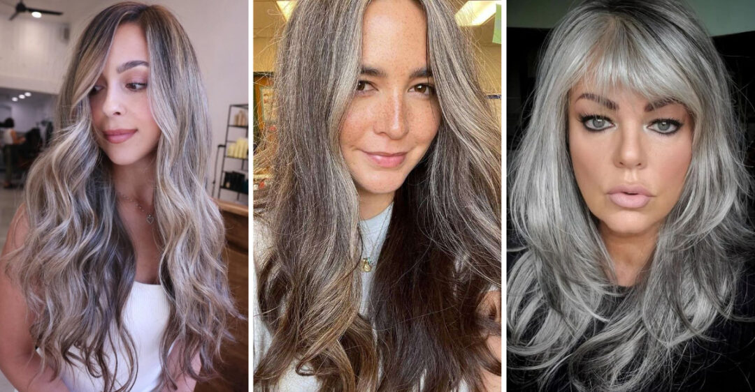 19 idées pour mélanger des mèches grises sur des cheveux bruns pour les ...