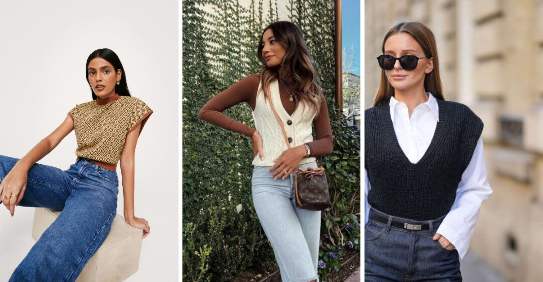 17 Cute New Looks to Style This Season With Sweater Vests and Jeans